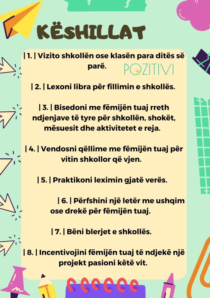 8 KËSHILLA PËR PËRGATITJEN E FEMIJEVE PERPARA NISJES SE SHKOLLËS – Pozitivi